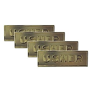 Swanson Christian Products Church Badges - Magnetic-Backed Church Leadership Badge - Magnetic Name Tags Reusable for Church Gatherings - Badge for Usher - Gold Metal (Pack of 4)