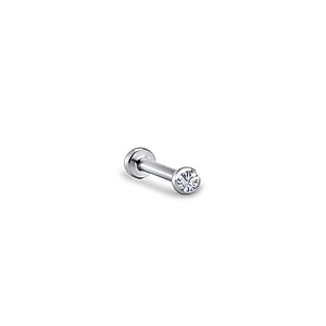 316L Stainless Steel Labret Nose Ring Stud Titanium Push Pin Threadless Post 3/16" - 5mm Post 2.5mm Stone 18G