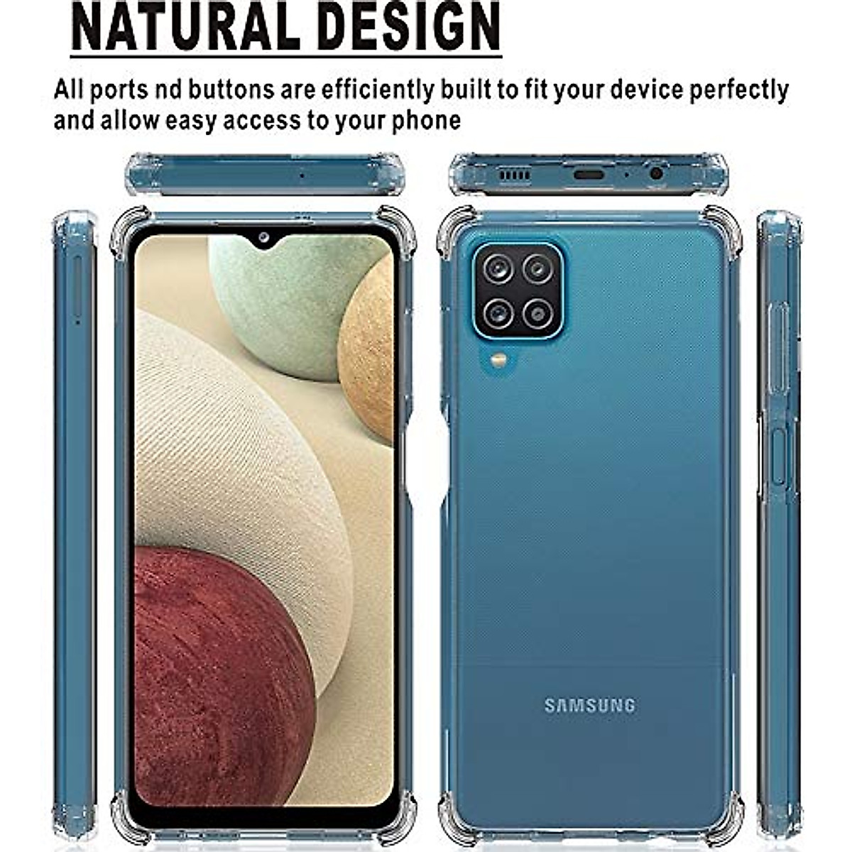 Folmeikat Samsung Galaxy A12 Phone Case, Clear Transparent Reinforced Corners TPU Shock-Absorption Flexible Cell Phone Cover for Samsung A12 6.5"(2021) (Clear)