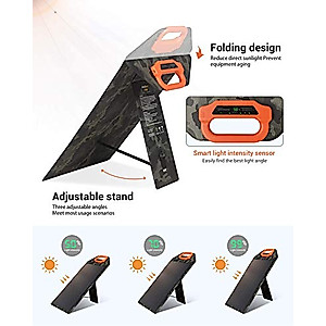 MOOLSUN 100W Solar Panel Power, Support 2-4 Parallel Power Increase(100w Max) High Output Performance Light Strength Sensor XT60 DC USB Portable Waterproof Monocrystall Solar Panel kit for Camping RV