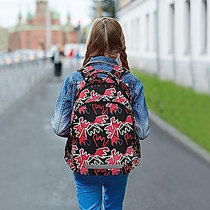 Sletend Kids Backpack Lightweight Bookbag in Prints for School Red Black Print Large Capacity School Boys Girls Backpack for Kids, Water-Resistant Bookbags Student School Bag