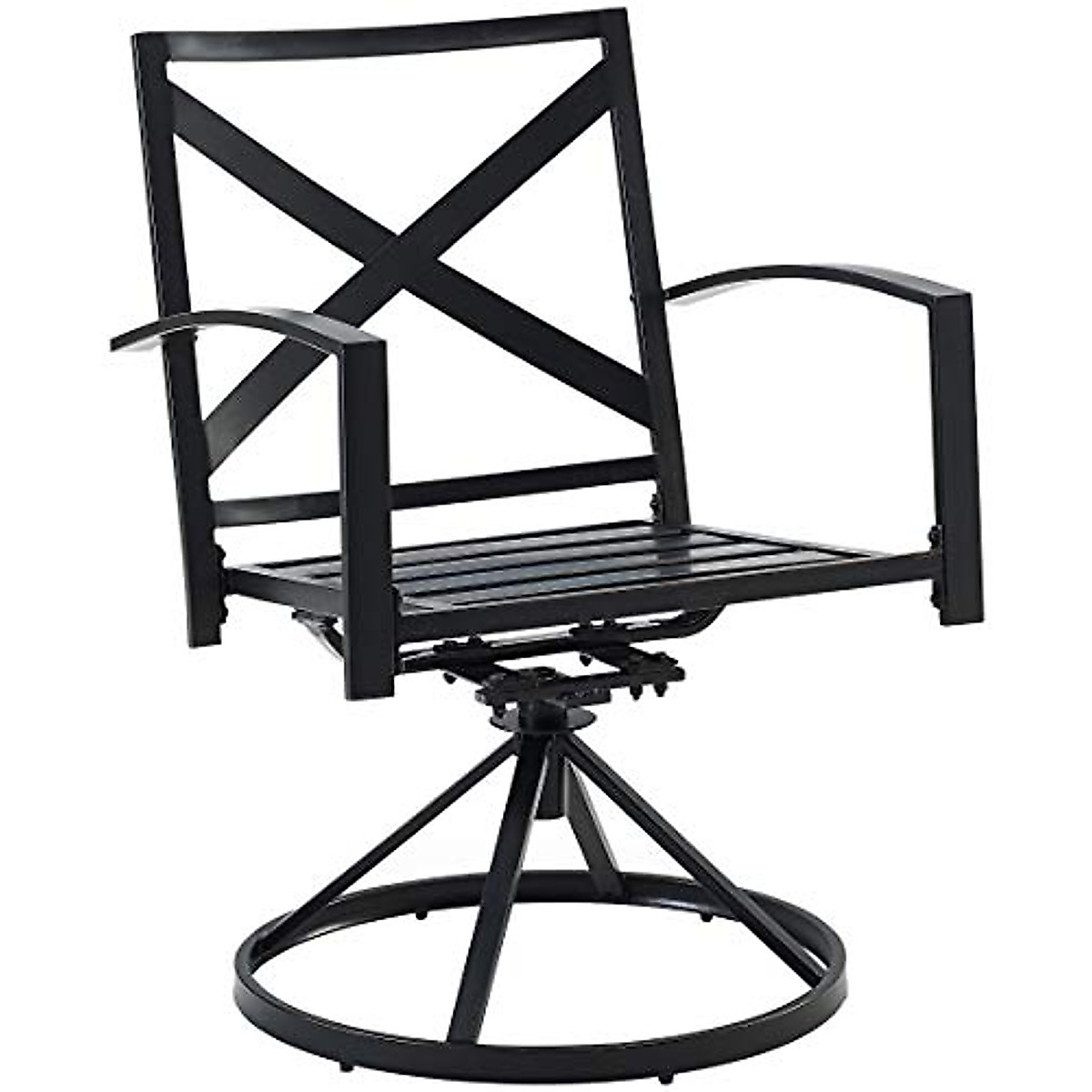 Crosley Furniture KO60026BZ-OL Kaplan Outdoor Metal Dining Swivel Chairs, Set of 2, Oiled Bronze with Oatmeal Cushions