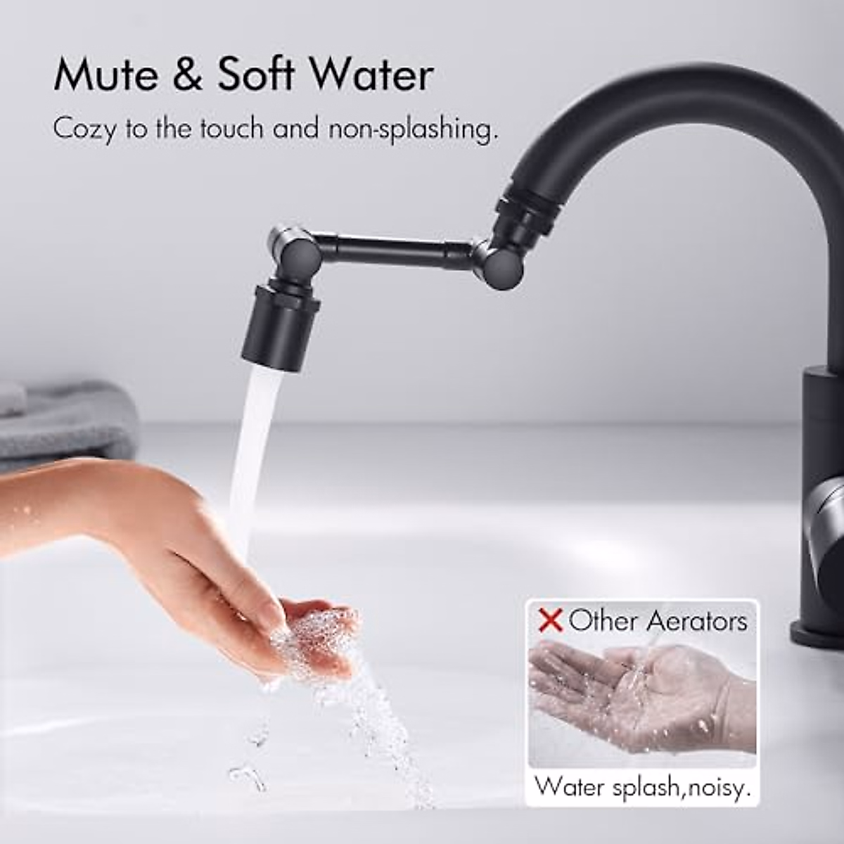 BAGNOLUX 1080° Swivel Faucet Extender for Bathroom Sink, 2 Modes Rotating Faucet Extension Spout, Universal Splash Tap Faucet Aerator Attachment Adapter for kitchen Sink, Robotic Arm Water Nozzle