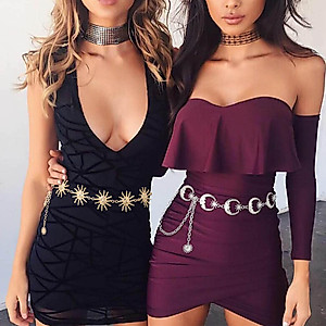 Navoky Moon Star Metal Waist Chain Sun Pendant Belly Belt Body Chains Jewelry Accessories for Women(Silver-Moon)