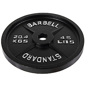 Signature Fitness Cast Iron Plate Weight Plate for Strength Training and Weightlifting, 2-Inch Center (Olympic), 45LB (Single)