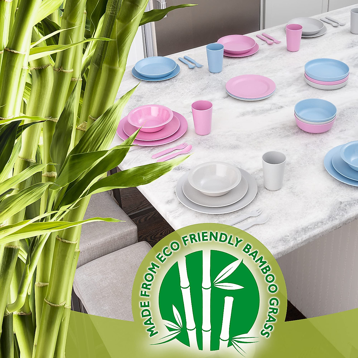 Bamboo Bowls - Set of 6-18 oz Bamboo Dishes for Kids & Adults - Dishwasher Safe Eco Friendly Baby Bowls for Self Feeding, Toddler Bowls for Snack, BPA Free Bowls for Kids Cereal, Camping Dinnerware