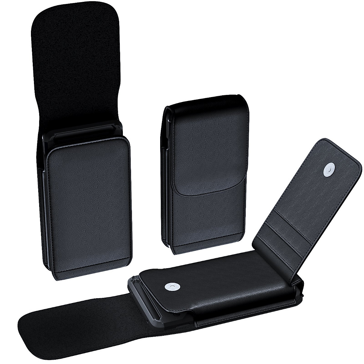 Meilib Holster for iPhone 14, 14 Pro, 13, 13 Pro, 12, 12 Pro, 11 Pro, X, Xs, Cell Phone Belt Holder Case with Swivel Belt Clip, ID/Card Storage Pouch Cover (Fits iPhone with Otterbox Case on) Black