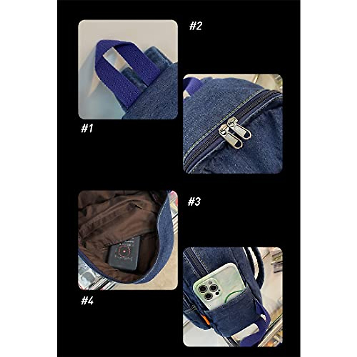 GGOOB Small Backpack Purse for Women Womens Backpack Purse for Women Mini Backpack Purse Aesthetic Purse Denim Purse (Dark blue)