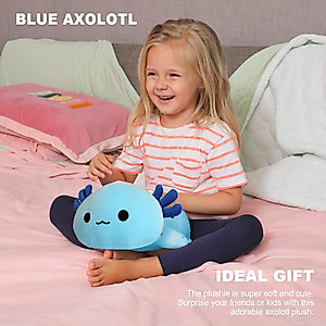 Onsoyours Cute Axolotl Plush, 19" Soft Large Stuffed Animal Salamander Big Plush Pillow, Kawaii Plushie Toy for Kids (Blue Axolotl A, 19")