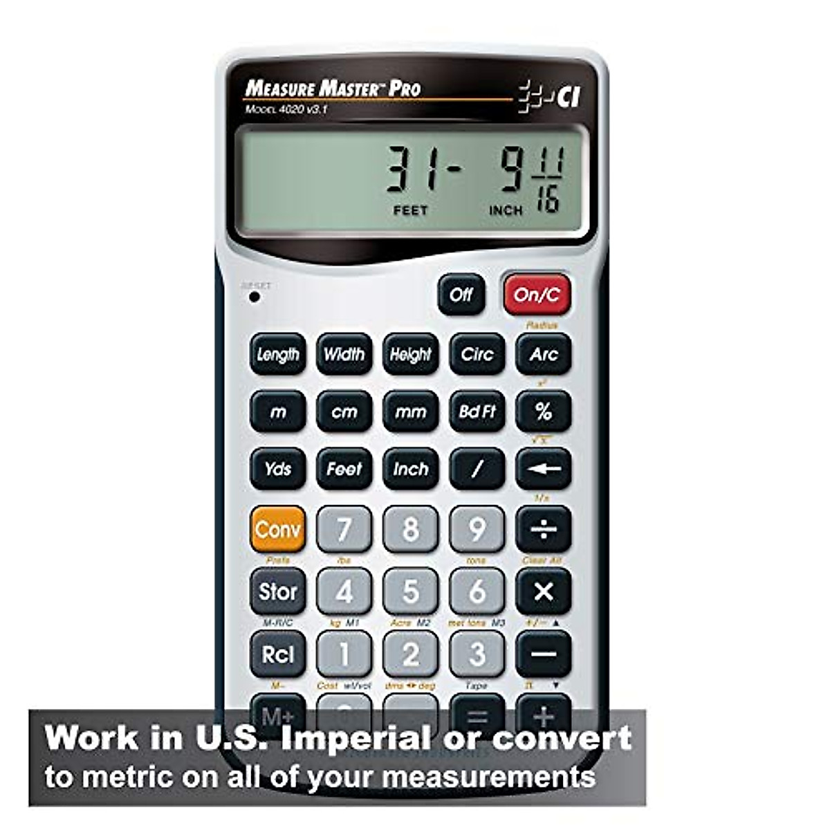 Calculated Industries 4020 Measure Master Pro Feet-Inch-Fraction and Metric Construction Math Calculator