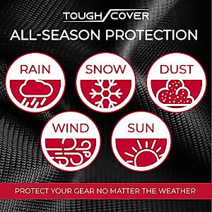 Tough Cover 210D Marine Grade Riding & Zero Turn Lawn Mower Cover - Waterproof UV Dust Dirt Wind Protection - Universal Fit Outdoor Storage (Black)