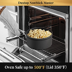 Duxtop Nonstick Master Saucepans Hard Anodized 2 Quart Small Sauce Pan with Lid, Aluminum Cooking Pot PFAS-Free, Oven Safe to 500°F, Black