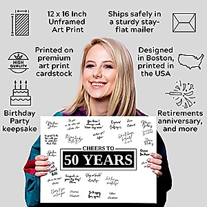 12x16 Black 50th Birthday Decorations for Men or Women, Signing Board Guest Book, Funny 50th Birthday Gifts, Sign in Poster for Fiftieth Birthday, Anniversary, Retirement Decor (12x16 Unframed)