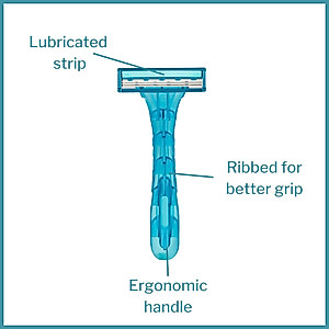 McKesson Disposable Razors, Stainless Steel Triple Blade, Lubricated Strip, Ergonomic Handle, Turquoise, 10 Count, 1 Pack