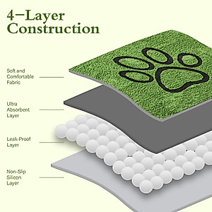 Qeils Washable Pee Pads for Dogs, 2 Pack Super Absorbent Reusable Puppy Pads with Green Long Wool for Potty Training, Floor, Couch, Bed, and Crate,18"x 24"