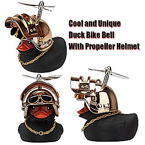 wonuu Rubber Duck Car Decorations Black Duck Car Dashboard Ornaments with Propeller Helmet