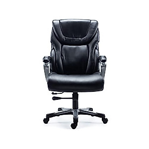 STAPLES Denaly Ergonomic Leather Managers Big & Tall Chair, 400 Lb. Capacity, Black, 2/Pack (51468Vs)