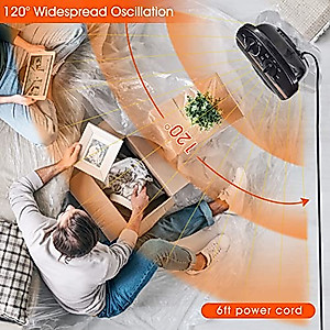 tectake Outdoor Patio Heater, Portable Electric Heaters with Thermostat, 120° Oscillating, 1500W Quiet Small Space Heaters for Indoor Use, Bedroom, Office, Outside, Tent