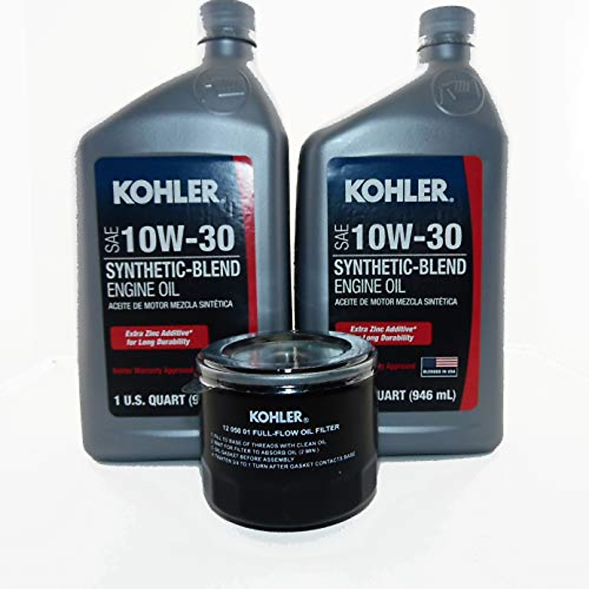 Maintenance (2 Qts) Synthetic Blend 10W30 Kohler Engine Oil & (1) Kohler 12 050 01-S1 Oil Filter