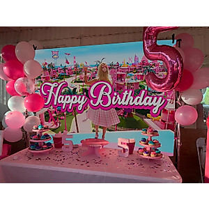 Pink Princess Photography Backdrop Movie Themed Birthday Background for Girls Kids Paradise Birthday Banner Baby Shower Photography Party Supplies (7x5ft)