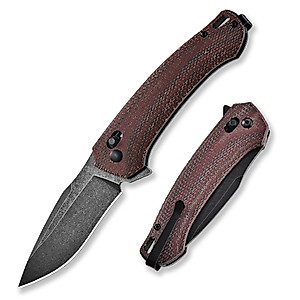 Cohesion Pocket Knives & Folding Knives - D2 Steel Blade Micarta Handle Reversible Pocket Clip, EDC Knife for Camping