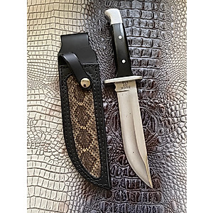 Custom Leather Right Hand Knife Sheath Fits Buck 124, Fixed Blade Knife Holder, Black