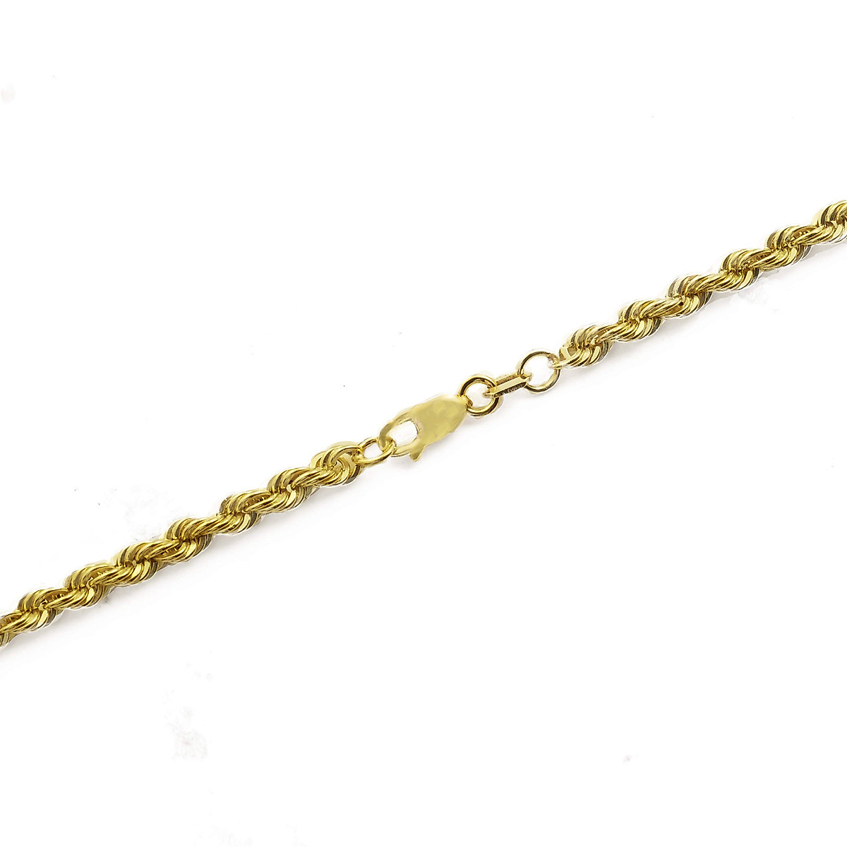 14K Yellow Gold 3mm 26" Solid Diamond Cut Rope Chain Necklace with Lobster Lock
