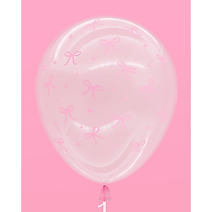 xo, Fetti Party Decorations Pink Latex Bow Balloons - 24 pk, 12" | Bachelorette Decorations, Bow Theme Birthday Party, Bridal Engagement Decor, Coquette Cute Supplies