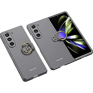 TECHY for Galaxy Z Fold 5 Case with Ring Ultra Thin Matte PC Protective Cover for Samsung Galaxy Z Fold 5 2023, Grey