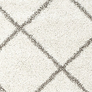 SAFAVIEH Hudson Shag Collection 8' x 10' Ivory/Grey SGH281A Modern Diamond Trellis Non-Shedding Living Room Bedroom Dining Room Entryway Plush 2-inch Thick Area Rug