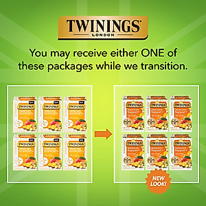 Twinings Superblends Immune Support+ Herbal Tea with Vitamin C, Ginger & Mango Flavoured Green Tea, 16 Tea Bags (Pack of 6), Enjoy Hot or Iced