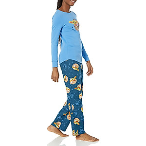 Amazon Essentials Disney | Marvel | Star Wars Women's Flannel Pajama Sleep Sets, Star Wars Grogu - Womens, Medium