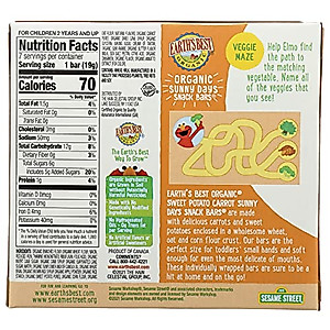 EARTHS BEST Organic Swt Pto Crrt Snny Day Bars, 0.67 Ounce (Pack of 7)