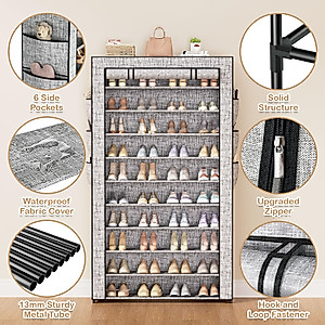 10+1 Tiers Large Shoe Rack with Covers, Stackable Tall Shoe Rack Organizer Shoe Shelf Holds 50-55Pairs Sturdy Metal Shoe Rack Storage Organizer Cabinet, Shoe Racks Organizer for Entryway Closet Garage