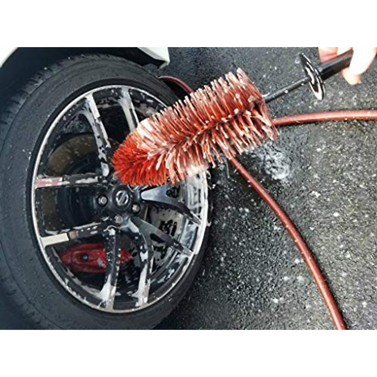 EZ Detail Brush Big - Red - Wheel Rim Cleaner for Cars, Bike, Trucks, Motorcycle, and Other Vehicles. Non-Scratch Auto Detailing Tool, Easily reaches Nook and Crannies
