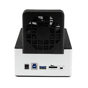 StarTech.com USB 3.0 Dual SATA Hard Drive Docking Station with Fast Charge Hub UASP and Fan, Black/Silver (SDOCK2U33HFB)