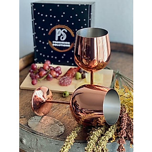 Precision Solutions Rose Gold Fancy Stainless Steel Wine Glasses with Gift Box (Set of 2) 18oz – Our Stunning & Elegant Metal Wine Glass is Unbreakable - Great for Picnics & Outdoors Events