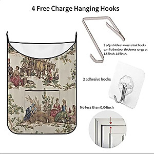 Hanging Laundry Hamper Bag French Country Door Hanging Hamper with Front Pocket Save Bathroom Space Hanging Laundry Bag Size 20X26inch Door Laundry Basket.