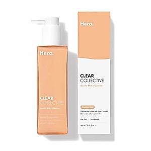 Clear Collective Gentle Milky Cleanser from Hero Cosmetics - Gentle Pore-Clarifying Cleanser for Sensitive, Blemish-Prone Skin with PHA, Colloidal Oatmeal, and Jojoba + Ceramides - Dermatologist Tested and Vegan-Friendly (5.4 fl oz)