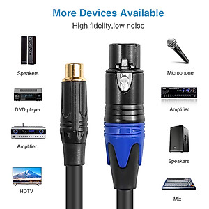 Disino Female XLR to RCA Female Cable, RCA to XLR Female Converter Gender Changer Audio Adapter Patch Cable - 1 feet