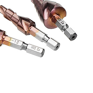 3pcs M35 Cobalt Step Drill Bit 3-12/4-12/4-20mm Step Drill Cutter 1/4 Inch Hex Shank