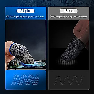 Gaweb Gaming Finger Covers Sweat Proof Breathable 0.98MM Thin Mobile Game Controller Fingertips Sleeves Thumb Gloves Blue A