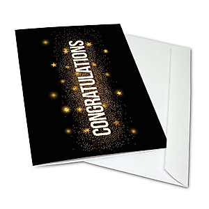 Small World Greetings Large Black and Gold Congratulations Card from Group - Blank Inside With Envelope - 11.75" x 9" - Farewell, Graduation, Anniversary, and More