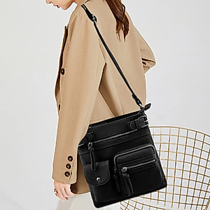 shoowyees Medium Crossbody Bag Purses for women Multi Leather Pockets Shoulder Handbags Travel Everyday Purses Bags
