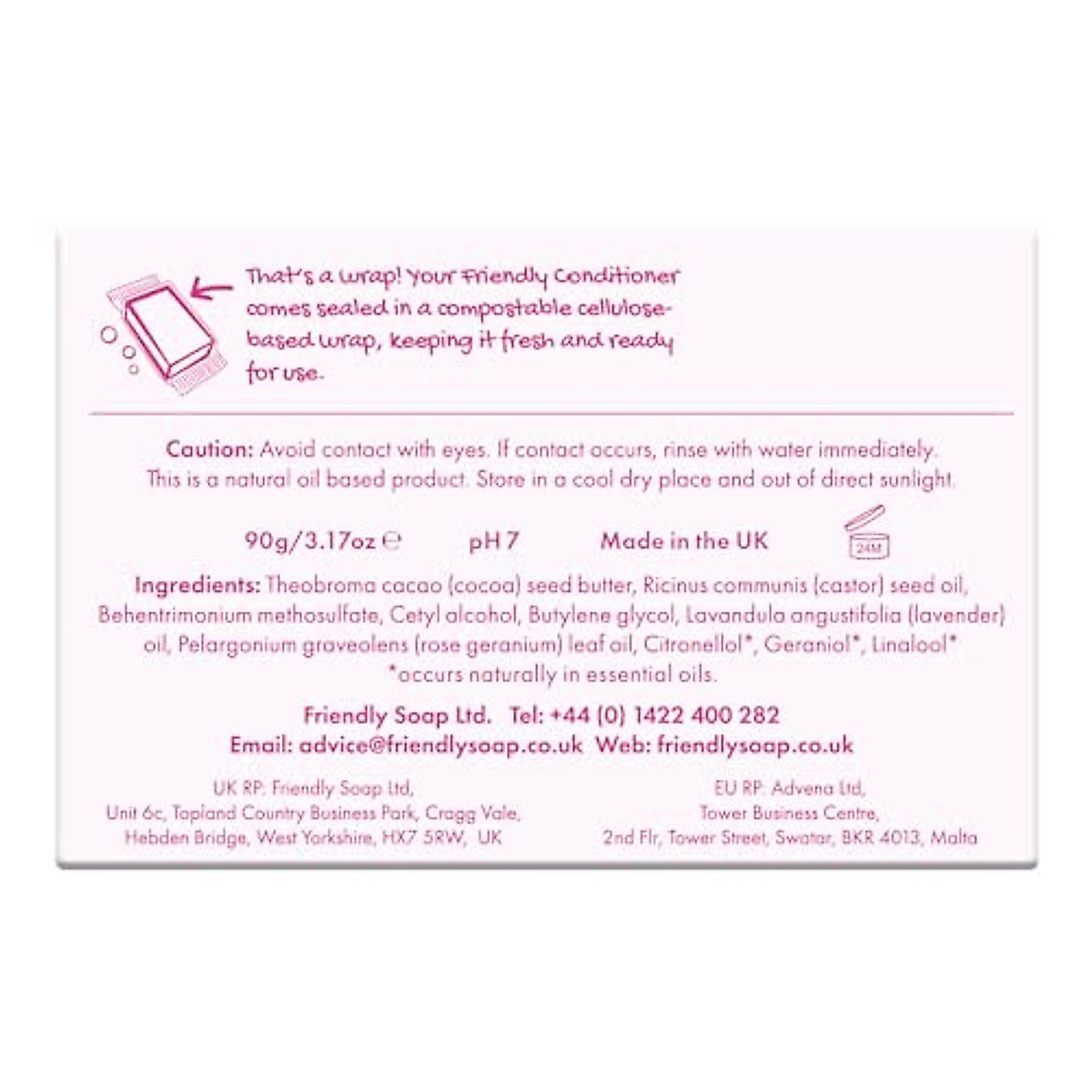 FRIENDLY SOAP Lavender Geranium Conditioner Bar, 95 GR