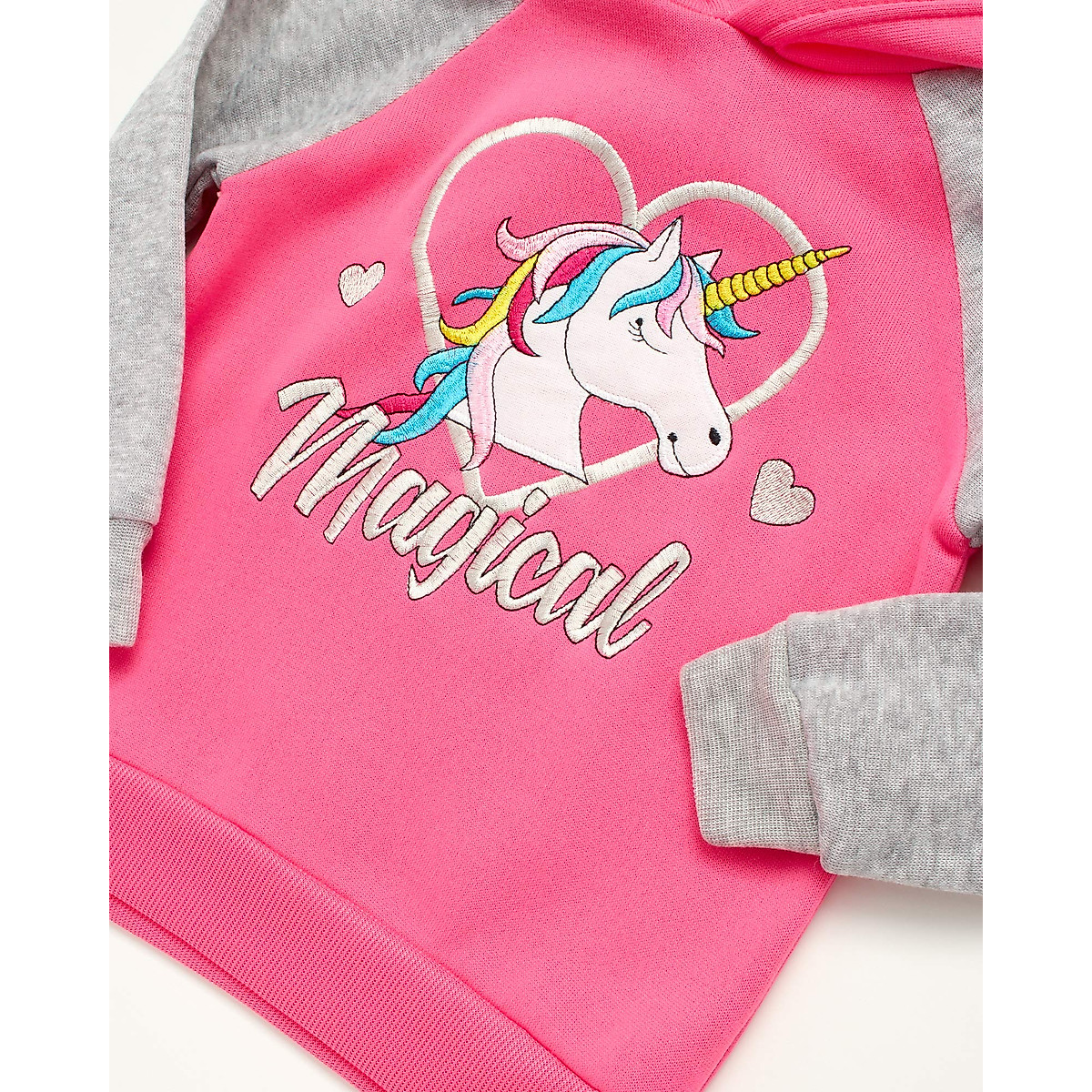 Angel Face Toddler Girls' Sweatsuit Set - Fleece Pullover Hoodie and Jogger Sweatpants Set (4 Piece), Size 2T, Magical Unicorn