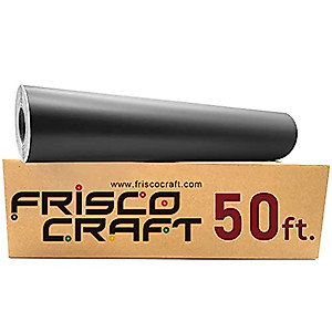 Frisco Craft Black Permanent Vinyl - 12" x 50 FT Vinyl Roll for Cricut, Silhouette, Cameo Cutters, Signs, Scrapbooking, Craft, Die Cutters, CNC, Water & Weather-Resistant Black Matte Adhesive Vinyl