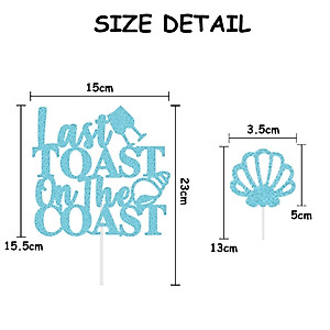 Last Toast on the Coast Bachelorette Decorations - Last Toast On The Coast Banner Cake Cupcake Toppers, Bachelorette Party Banner Garland Blue for Bridal Shower Decorations Party Supplies