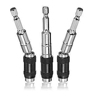 Mesee 3 Pieces Magnetic Pivoting Bit Tip Holder 1/4'' Hex Shank Quick Change Screwdriver Bit Holder Extension Bar Magnetic Screw Drill Tips Holder Extender Bendable in 20° for Corners or Tight Spots