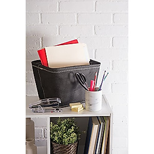 DII Variegated Trapezoid Storage Bin, Zig Zag Stitch, Black, Medium